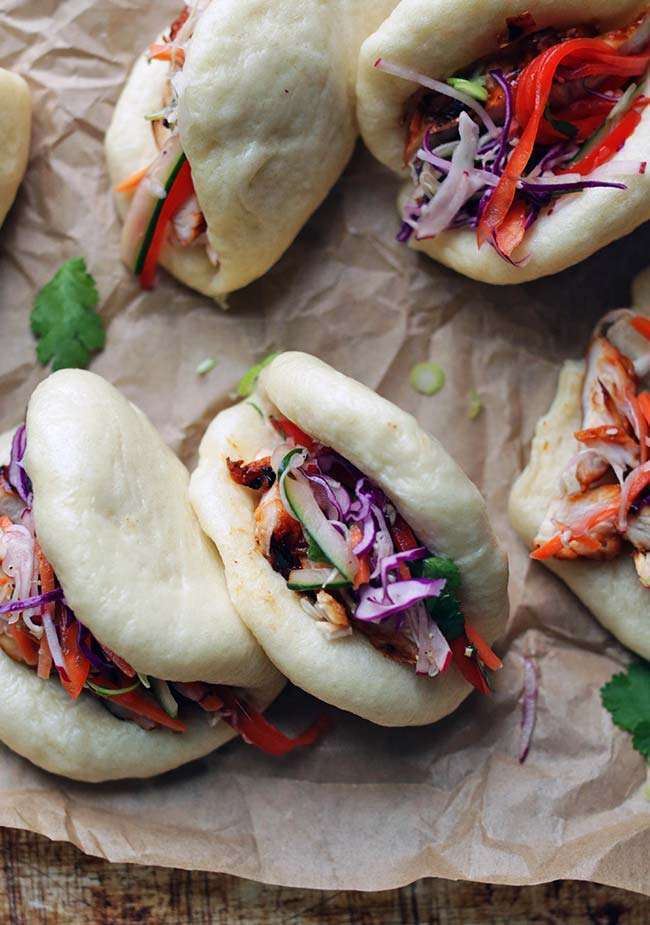 Bao Bun Tacos with Gochujang Chicken Recipe and Banh Mi Slaw