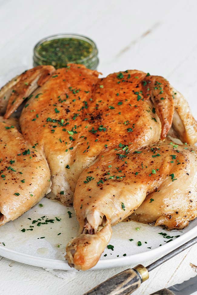 Brick Chicken Recipe (Juicy and Crispy) - Chef Billy Parisi