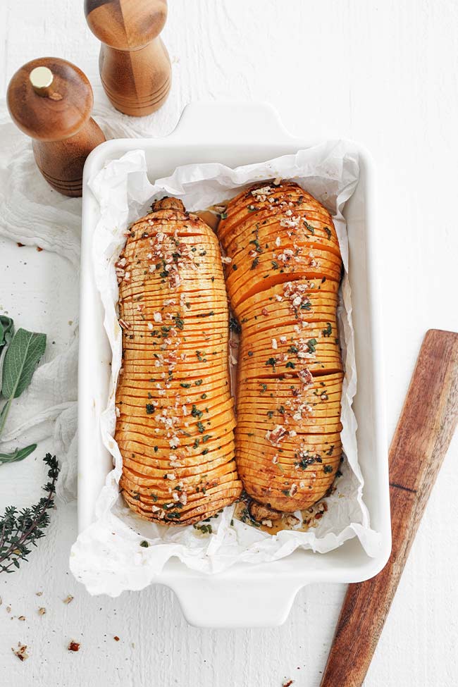 Hasselback Butternut Squash (with Maple-Sage Glaze) - Chef Billy Parisi